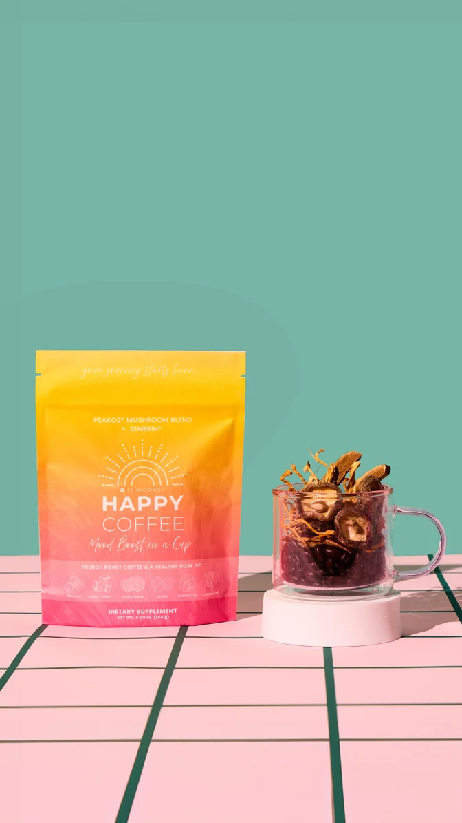 IT WORKS! Happy Coffee with mushrooms in a coffee cup