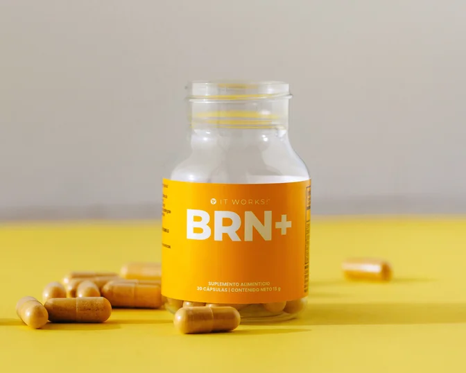 A bottle of IT WORKS! BRN+.