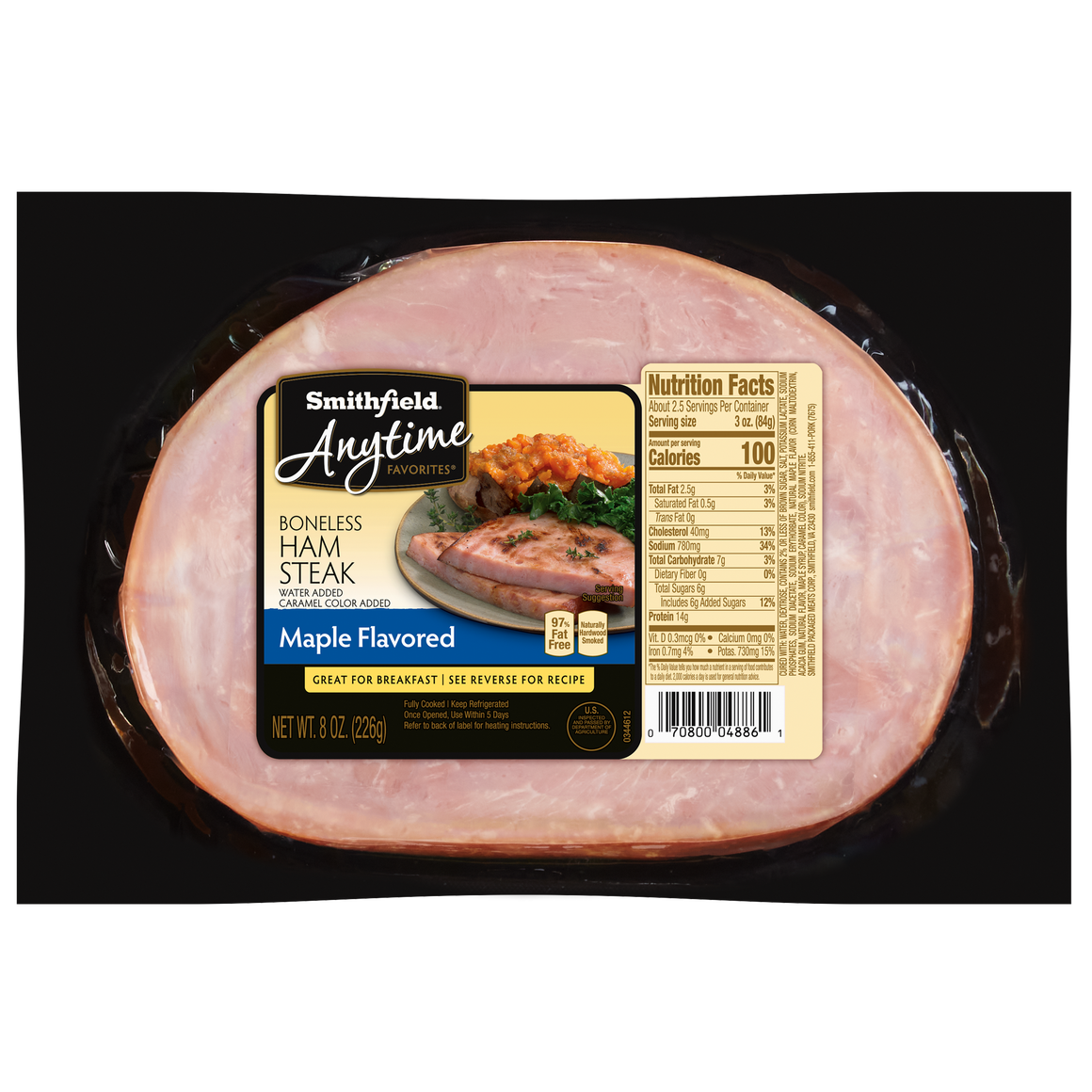 Anytime Favorites Maple Boneless Ham Steak, 8 oz. | Smithfield