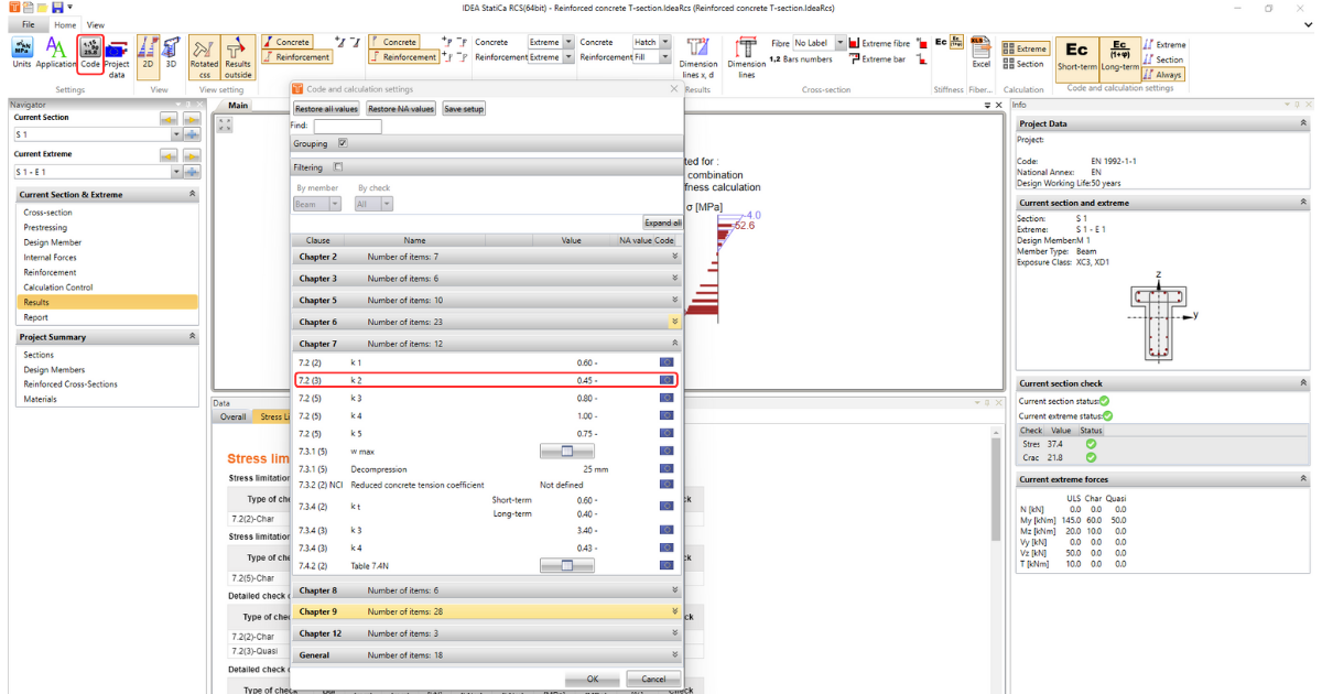 SLS results in RCS - Stress Limitation, Crack Width, Detailing | IDEA StatiCa