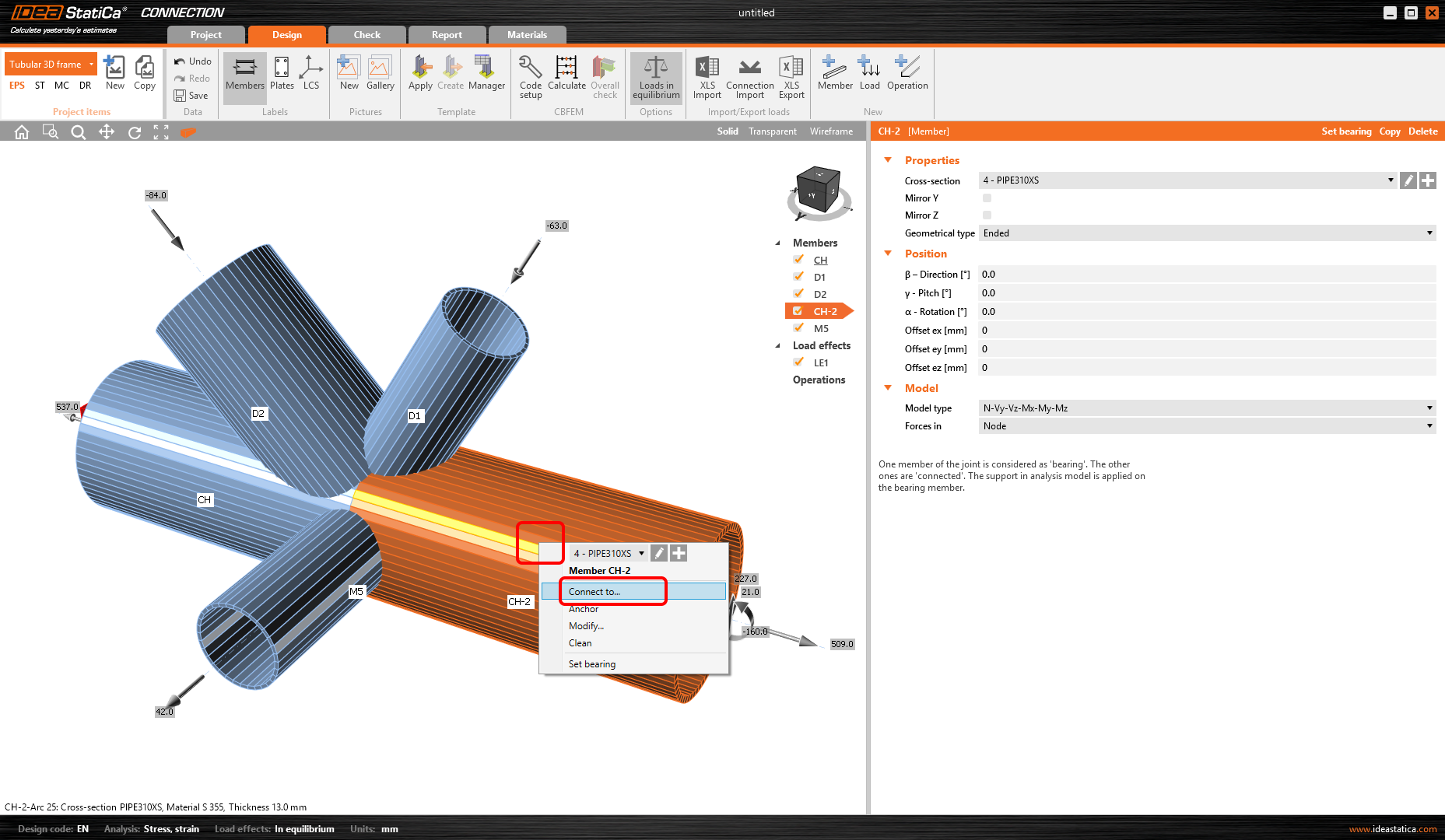 Connection design of a tubular 3D frame (EN) | IDEA StatiCa