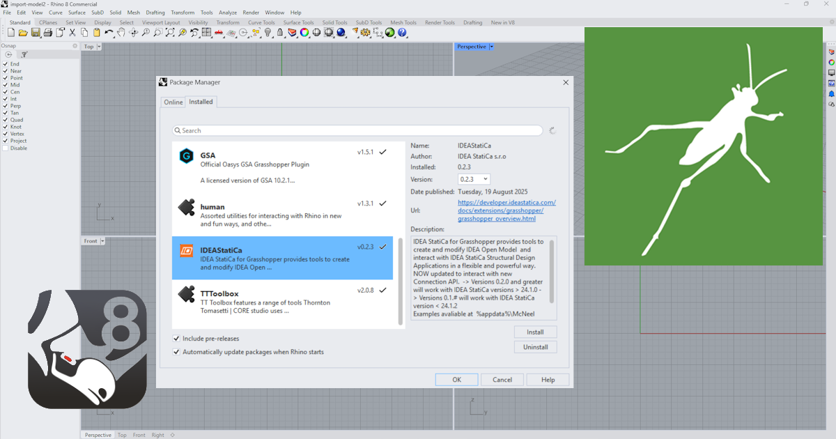 Grasshopper - Instalace pluginu | IDEA StatiCa