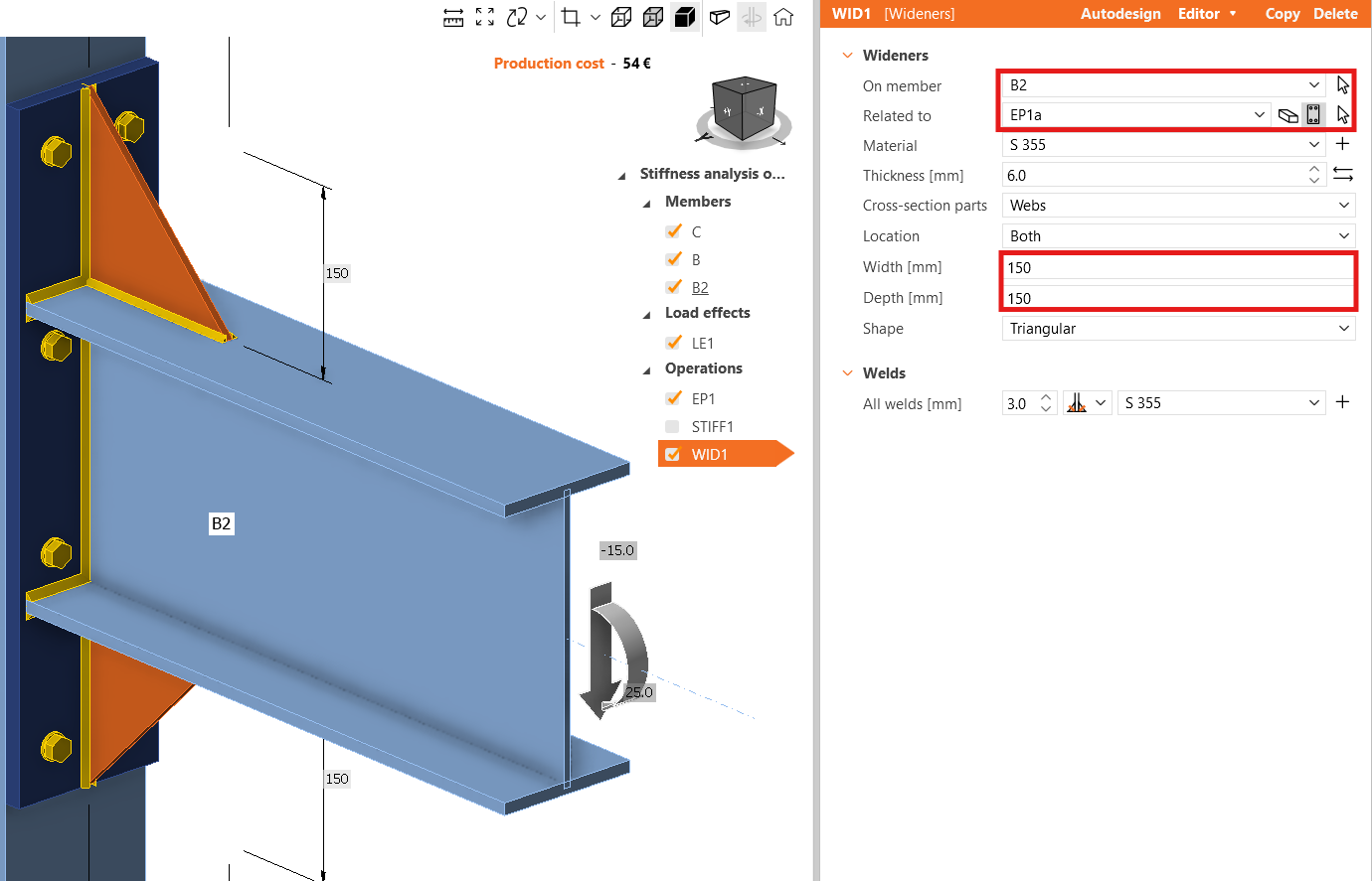 Stiffness analysis of a steel connection (EN) | IDEA StatiCa