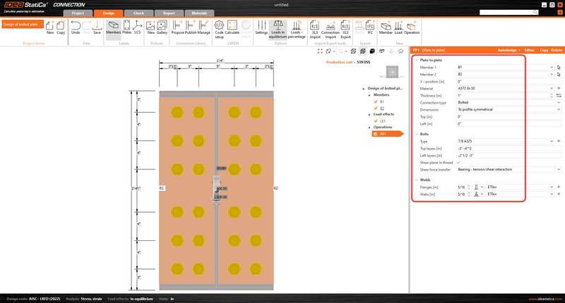 Bolted plate to plate connection design (AISC) | IDEA StatiCa