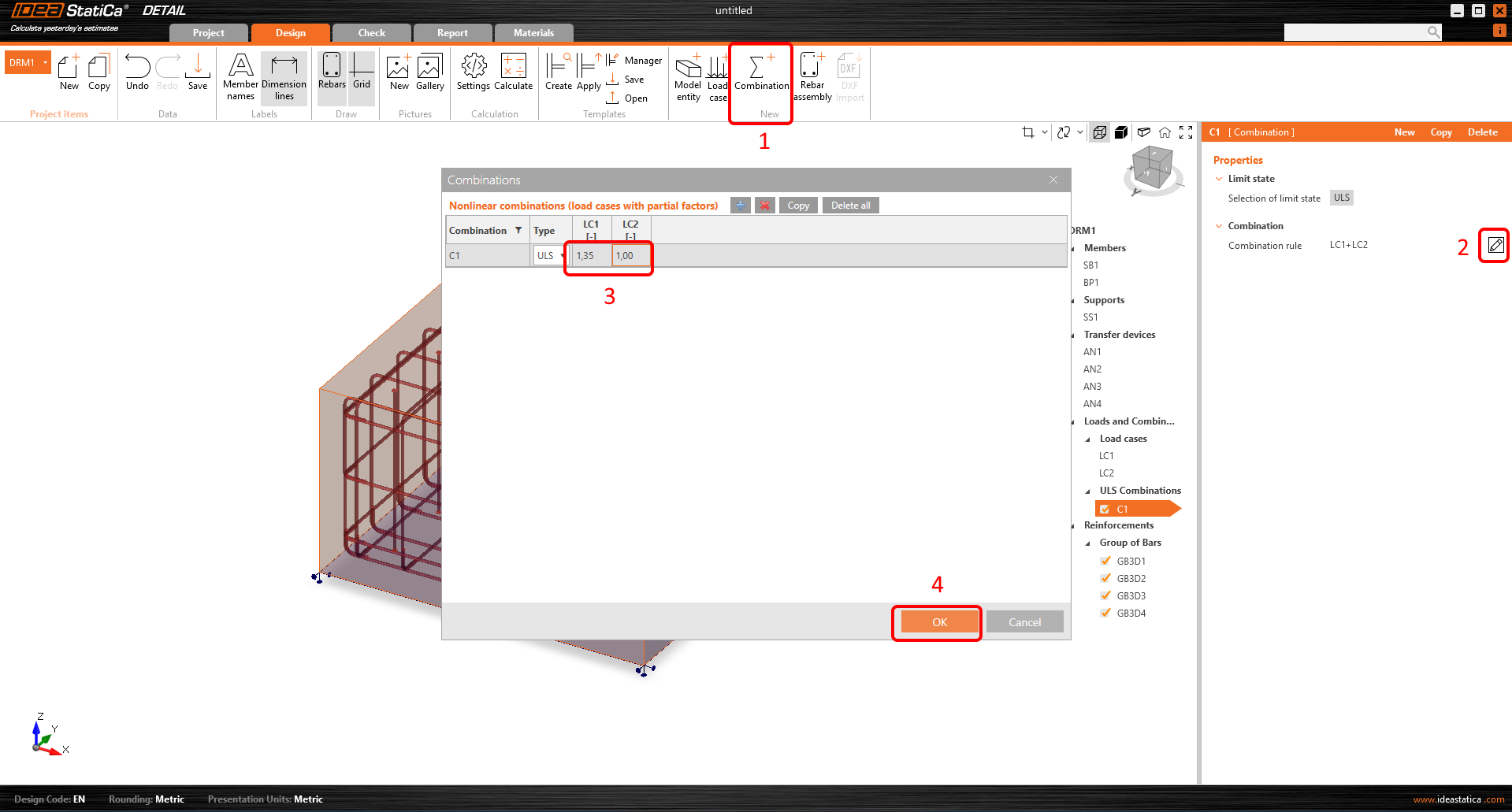Structural design of a concrete footing in 3D Detail (EN) | IDEA StatiCa