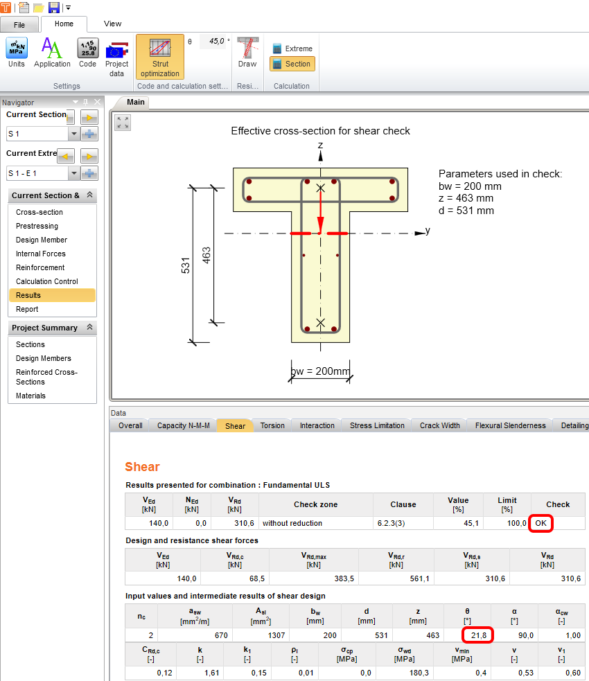 Structural design of a reinforced concrete T-section (EN) | IDEA StatiCa