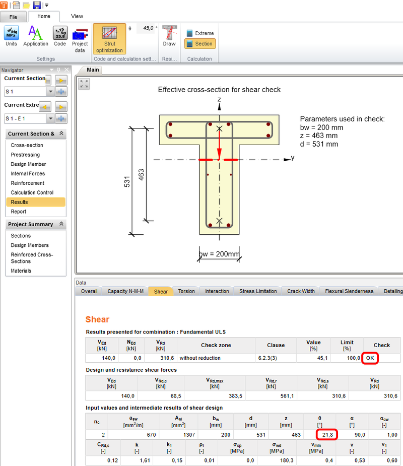 Structural design of a reinforced concrete T-section (EN) | IDEA StatiCa