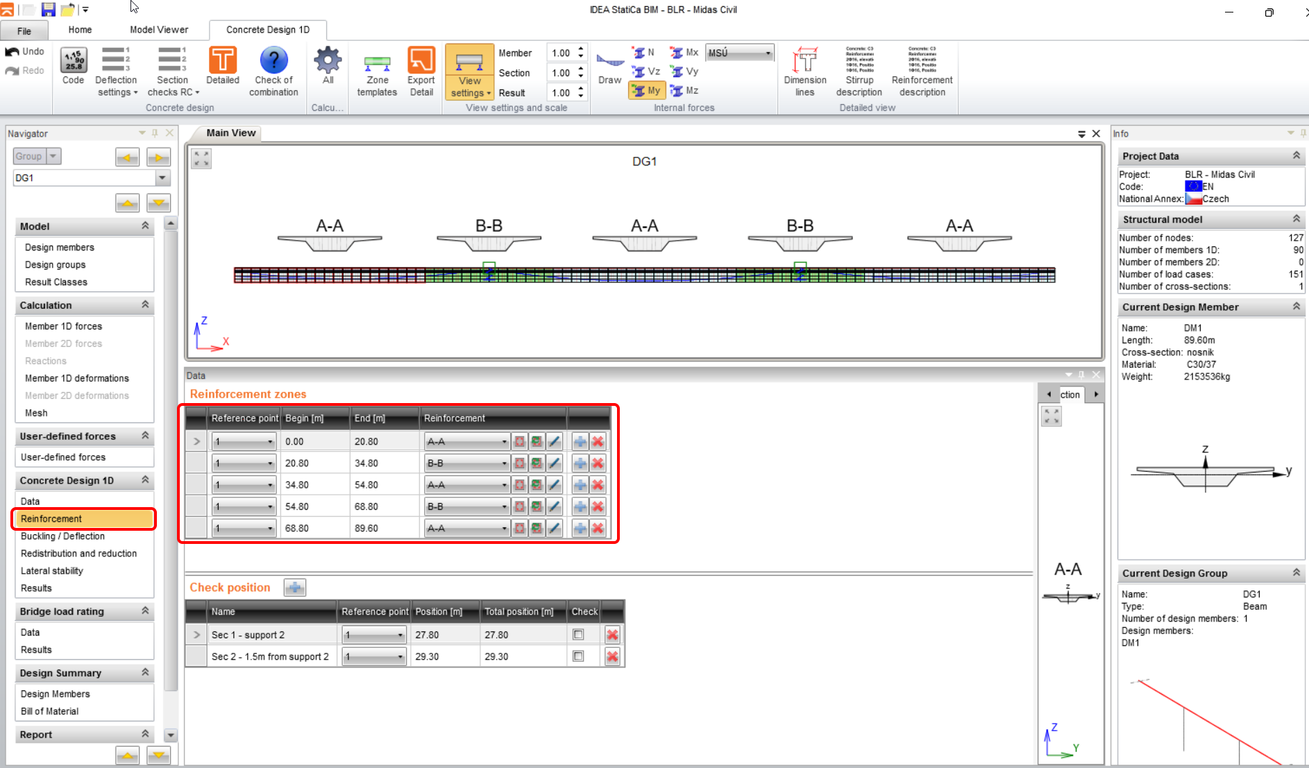 Návod k exportu dat z Midas Civil pro analýzu nosníku | IDEA StatiCa