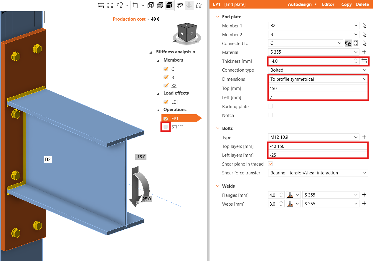 Stiffness analysis of a steel connection (EN) | IDEA StatiCa