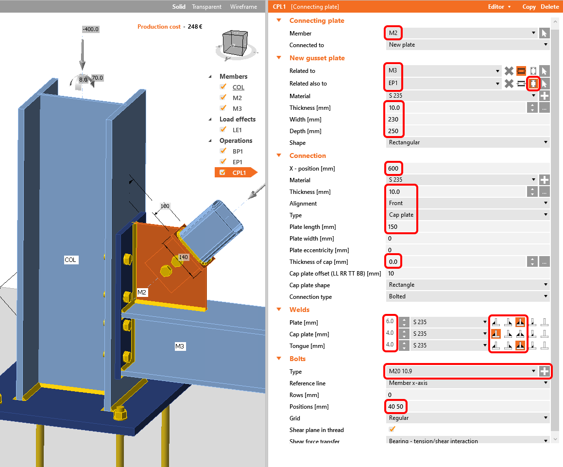 Structural design of footing with diagonal (EN) | IDEA StatiCa