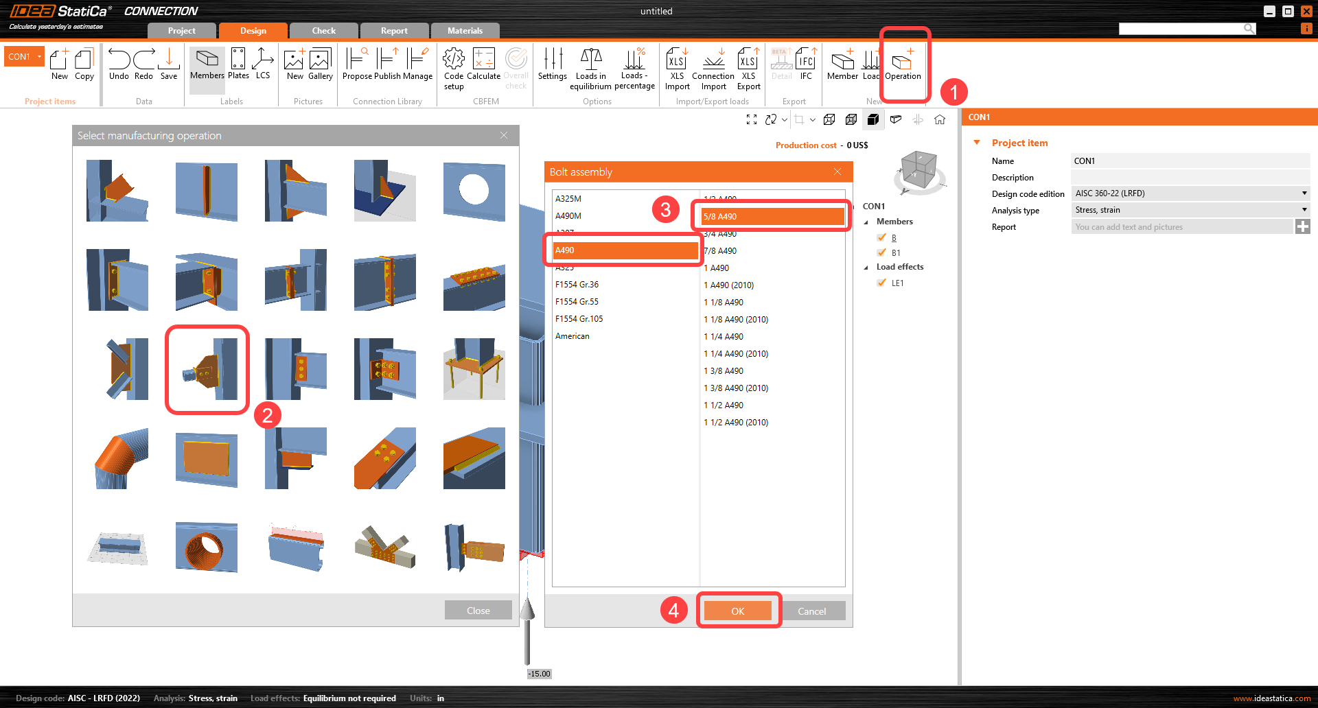 Buckling analysis of a steel connection (AISC) | IDEA StatiCa