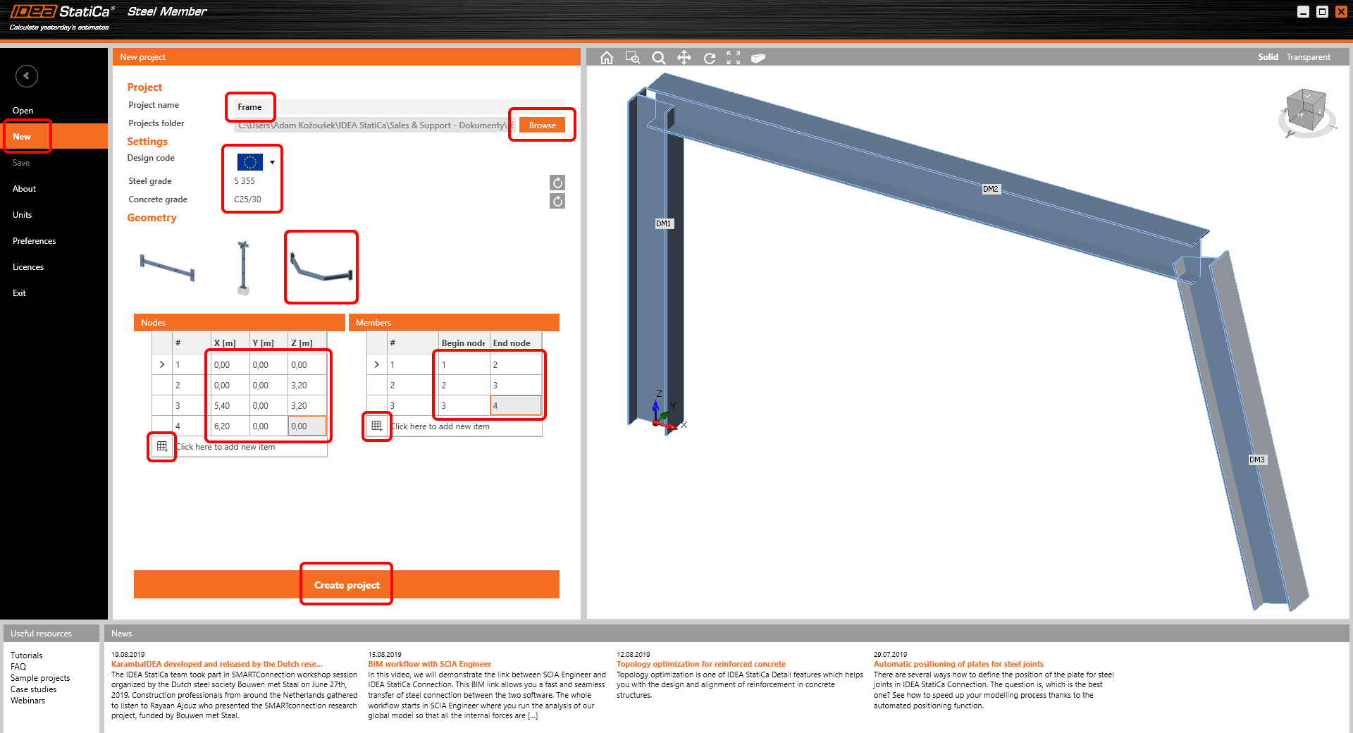 Structural design and code-check of a steel frame (EN) | IDEA StatiCa