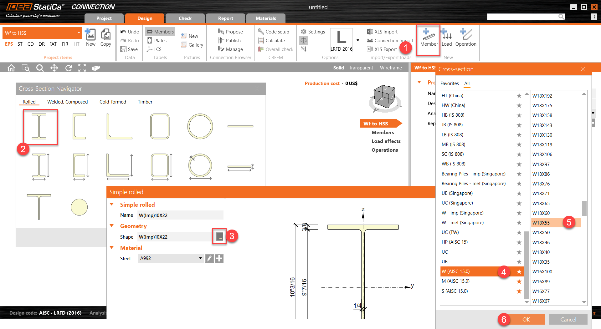 Moment connection: Wide flange to HSS (AISC) | IDEA StatiCa