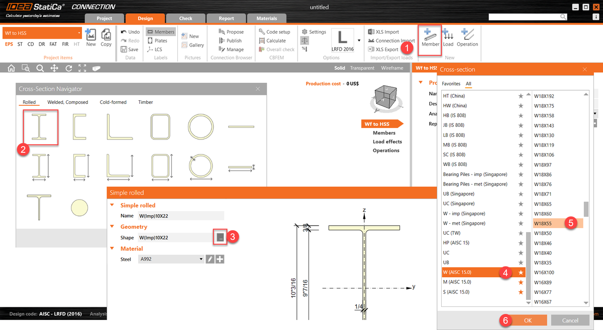Moment connection: Wide flange to HSS (AISC) | IDEA StatiCa