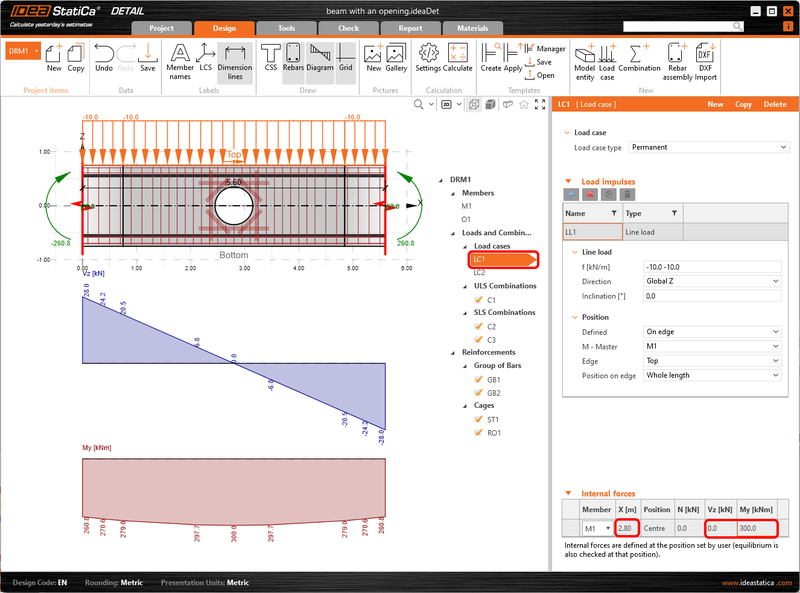 Structural design of a concrete beam with an opening (EN) | IDEA StatiCa