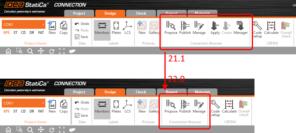 Company sets & selection in the Connection Browser | IDEA StatiCa