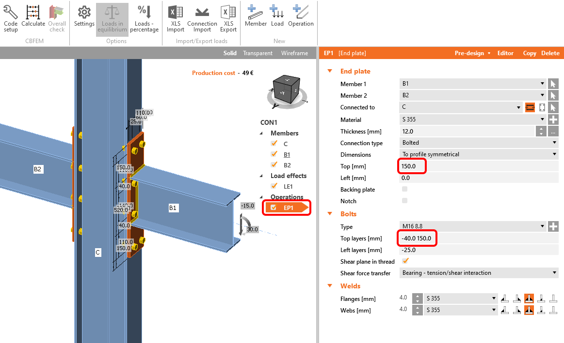 Stiffness analysis of a steel connection (EN) | IDEA StatiCa