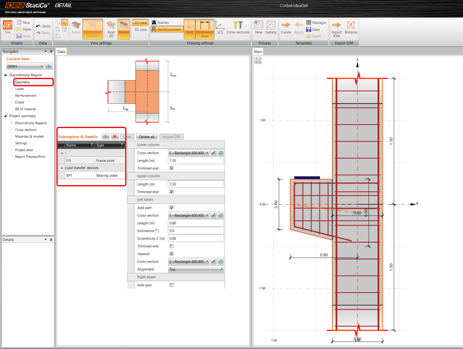 Reinforced column with a bracket (EN) | IDEA StatiCa