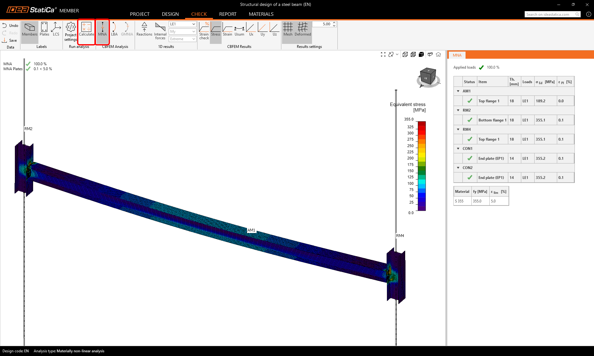 Structural design of steel beam (EN) | IDEA StatiCa