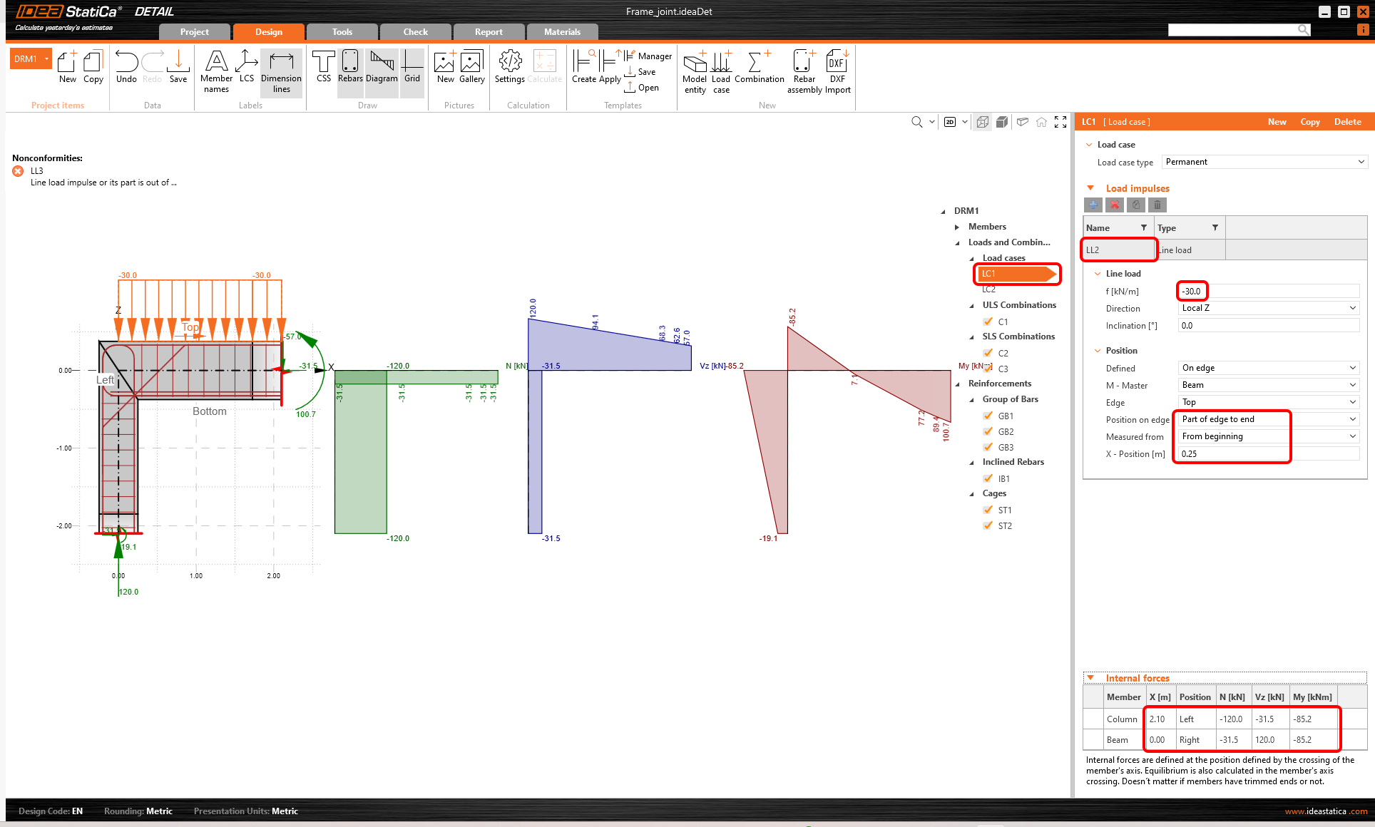 Structural design of a concrete frame joint (EN) | IDEA StatiCa