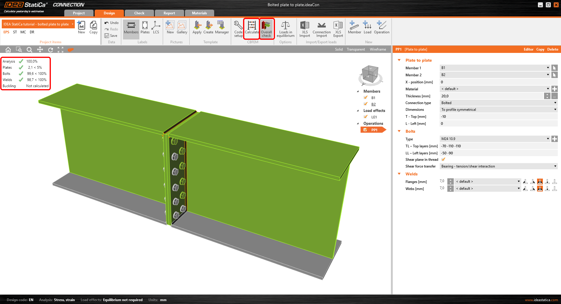 Bolted plate to plate connection (EN) | IDEA StatiCa