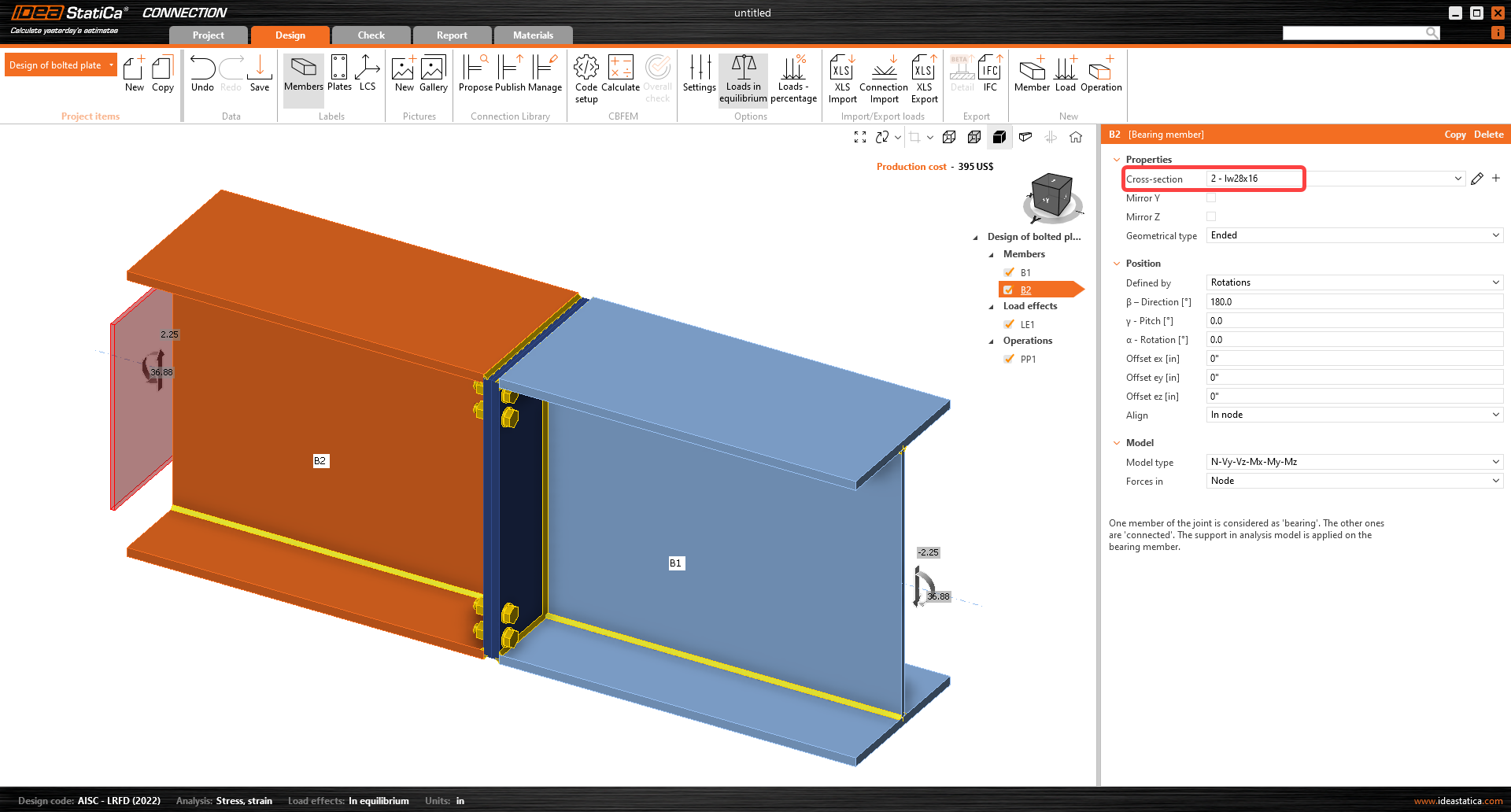 Bolted plate to plate connection design (AISC) | IDEA StatiCa