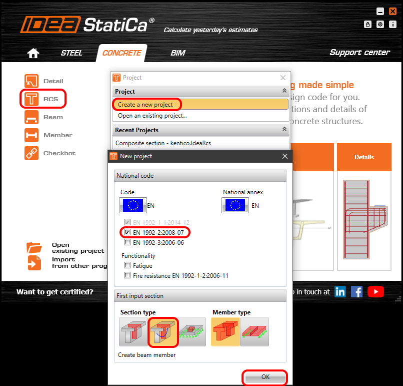 Structural design of composite section in RCS (EN) | IDEA StatiCa