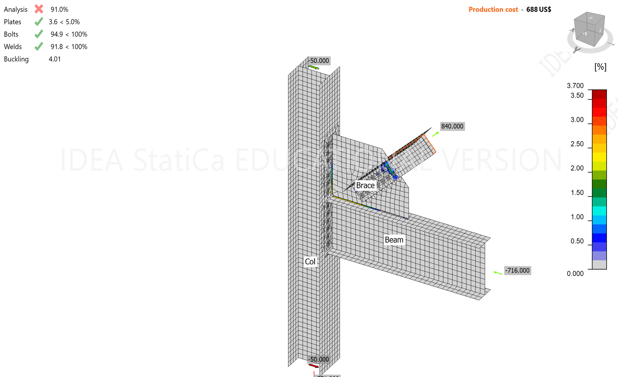 Brace Connection at beam-column connection – Double Angle Brace (AISC ...
