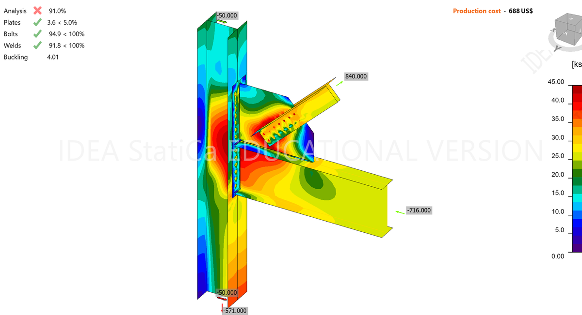 Brace Connection at beam-column connection – Double Angle Brace (AISC ...