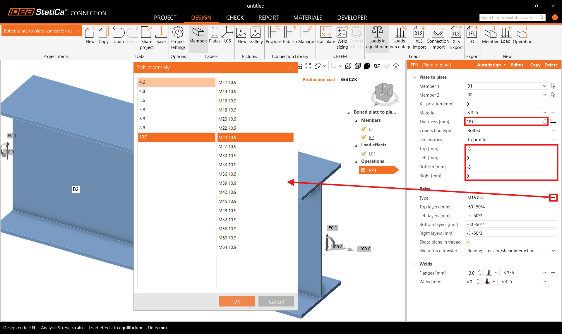 Bolted plate to plate connection design (EN) | IDEA StatiCa