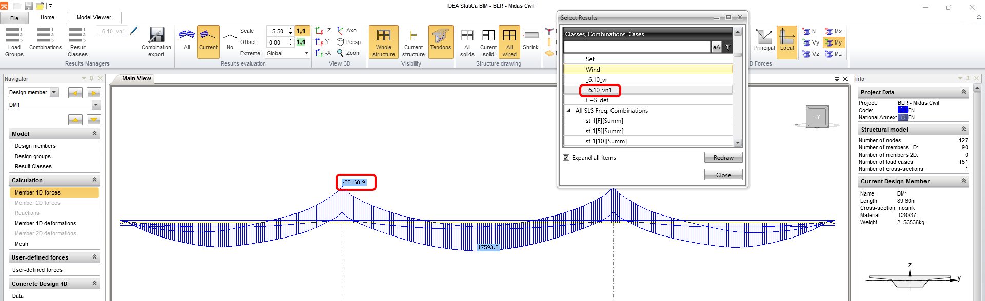 Návod k exportu dat z Midas Civil pro analýzu nosníku | IDEA StatiCa