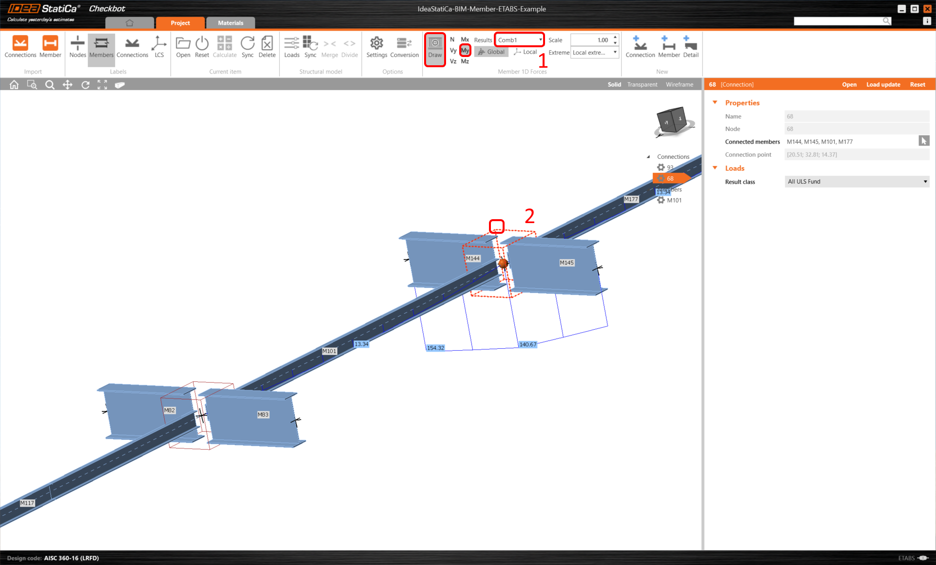 ETABS BIM link for steel Member design (AISC) | IDEA StatiCa