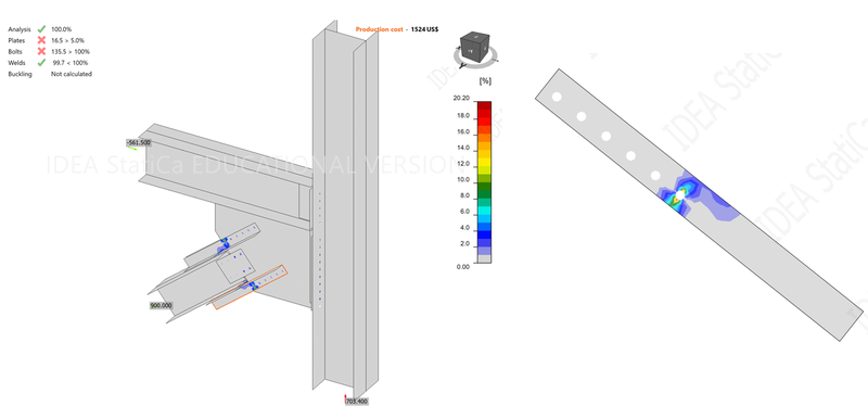 Brace Connection at beam-column connection in a braced frame (AISC ...