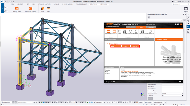 How to combine Tekla Structures and SAP2000 for steel connection design (EN) | IDEA StatiCa