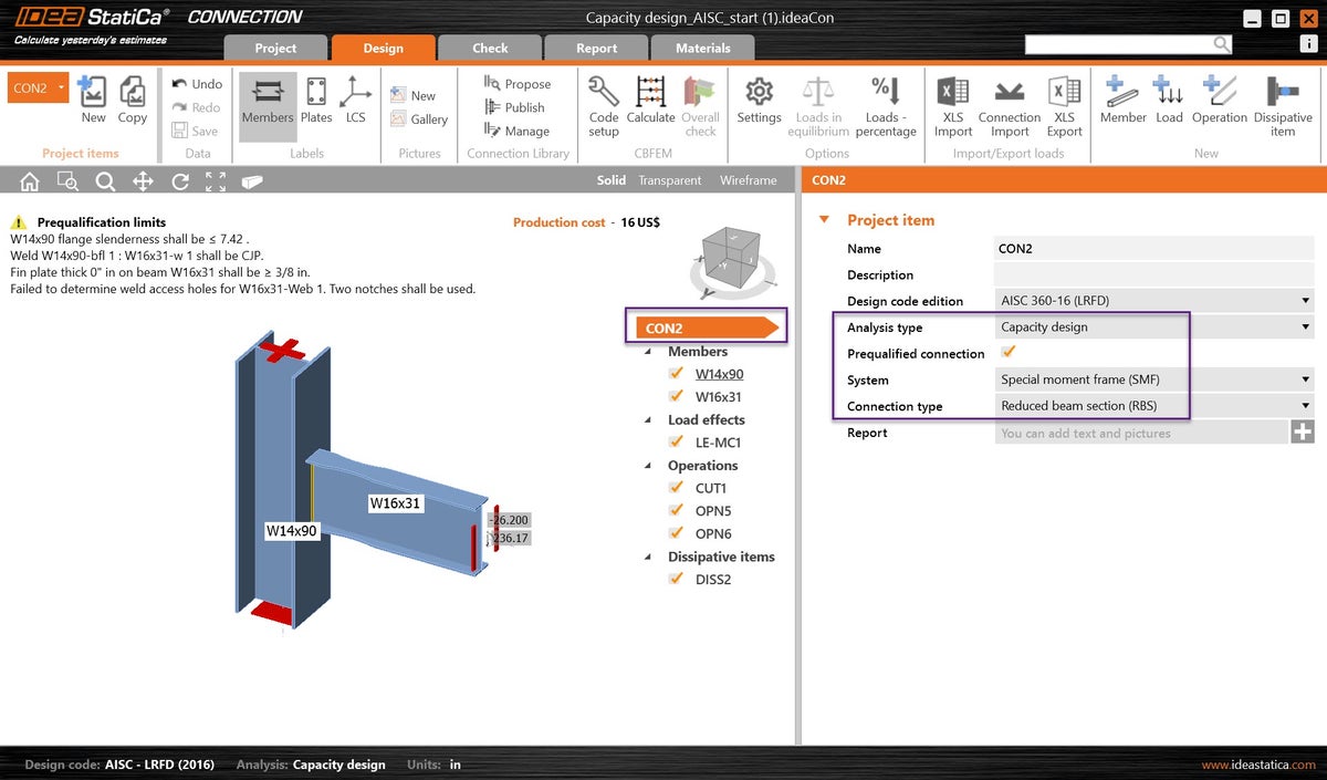 Steel connection capacity design (AISC) | IDEA StatiCa