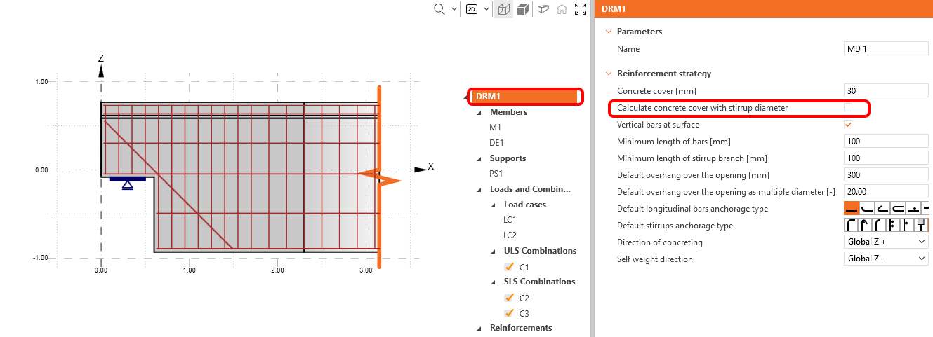 Structural design of a dapped end with an opening (EN) | IDEA StatiCa