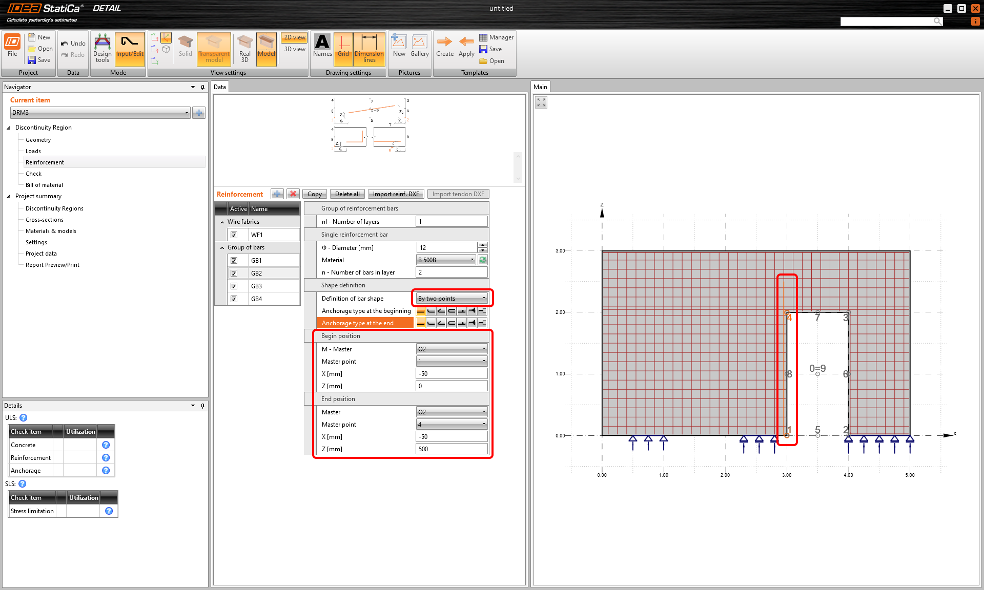 Reinforcement definition in the Detail application | IDEA StatiCa