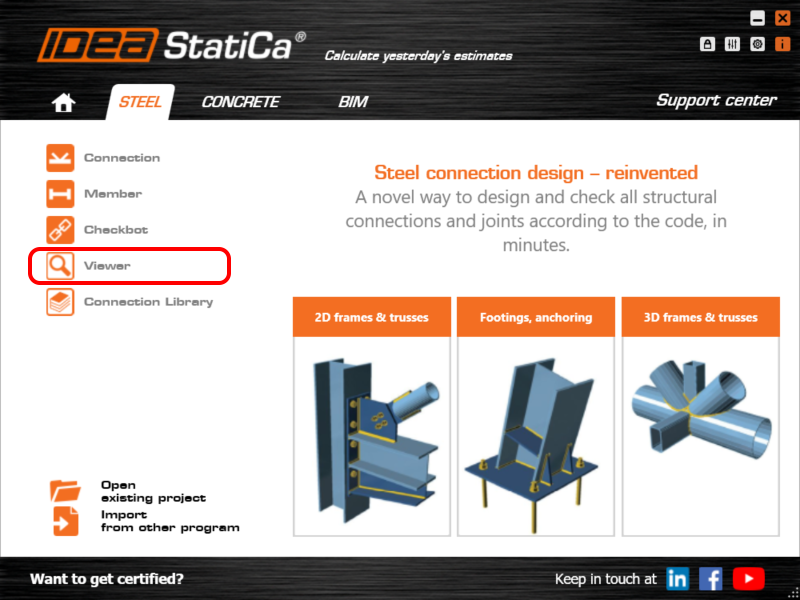 The UI of the IDEA StatiCa Viewer tool | IDEA StatiCa