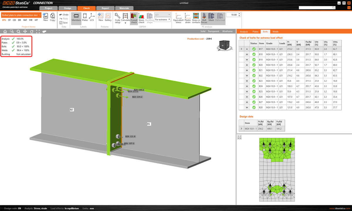 Bolted plate to plate connection design (EN) | IDEA StatiCa
