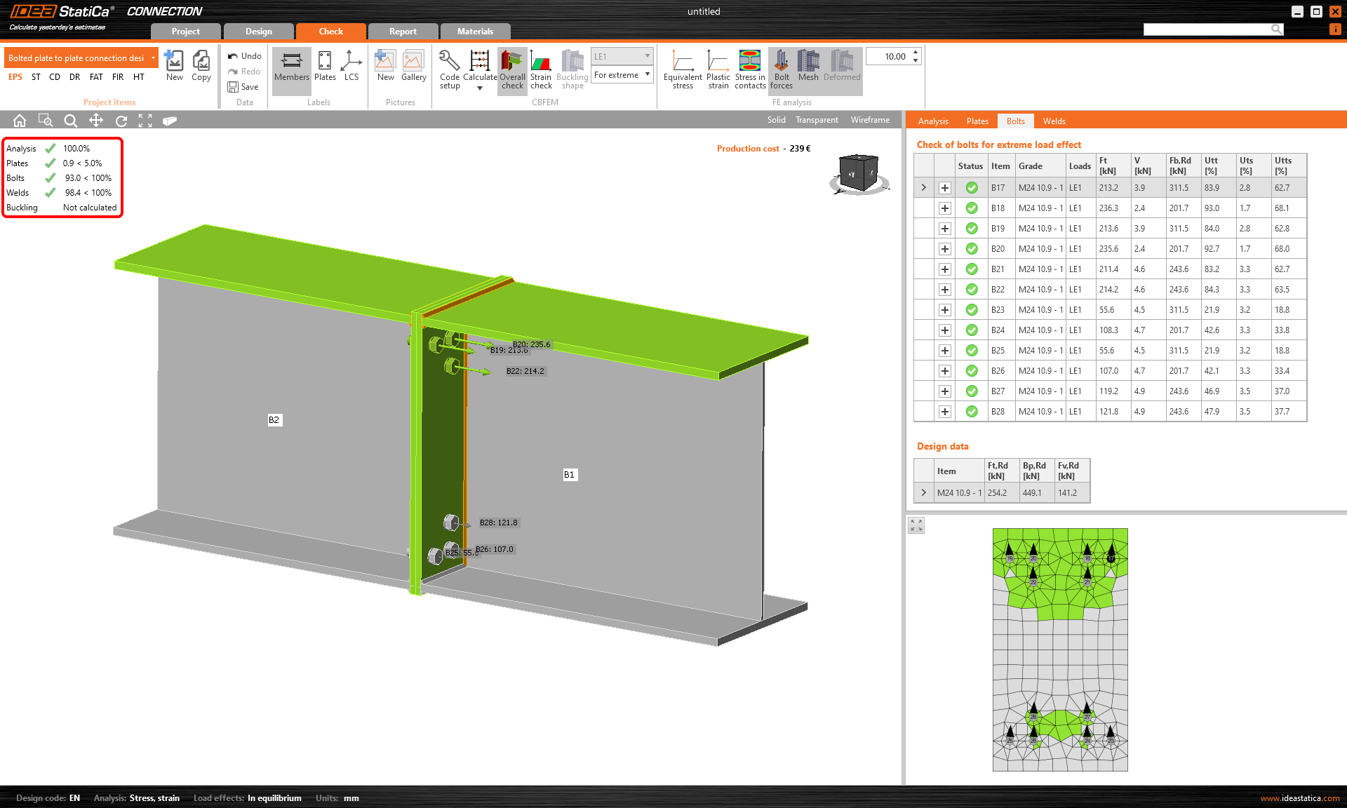 Bolted plate to plate connection design (EN) | IDEA StatiCa