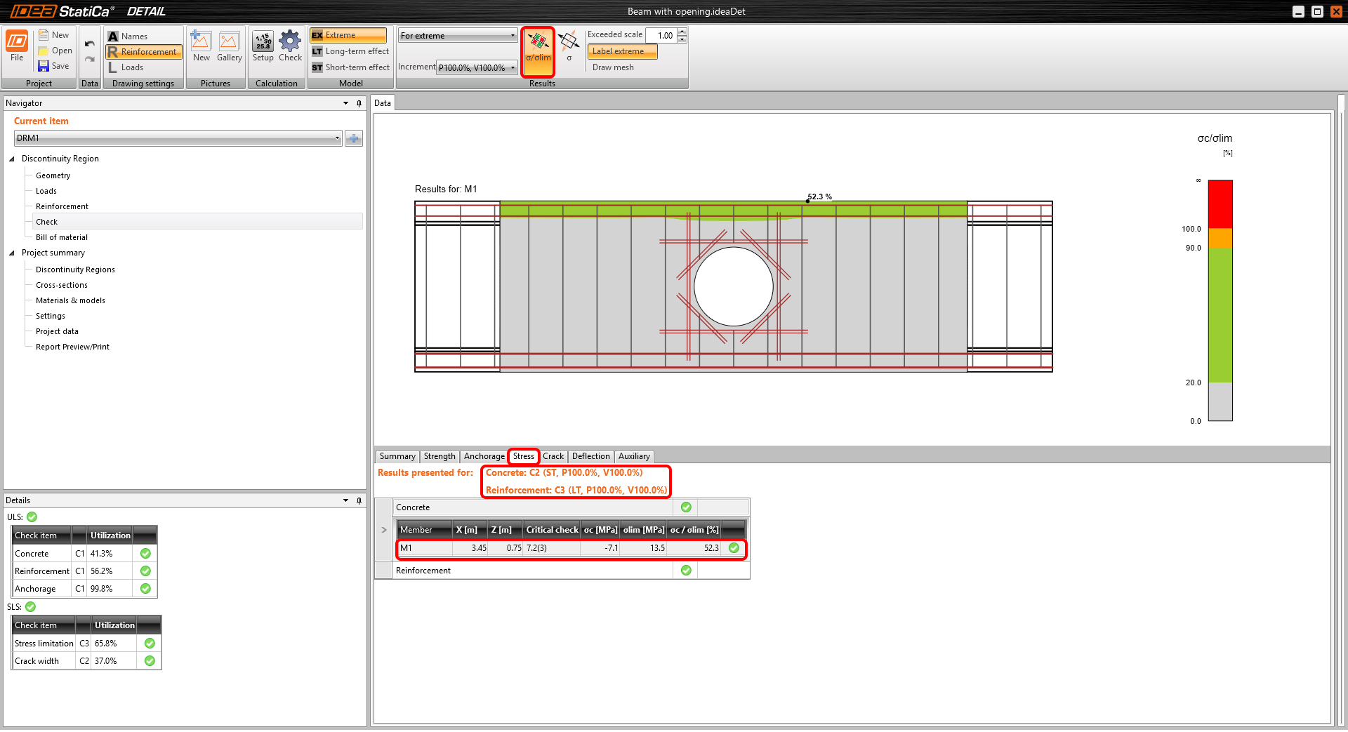 Concrete beam with an opening | IDEA StatiCa