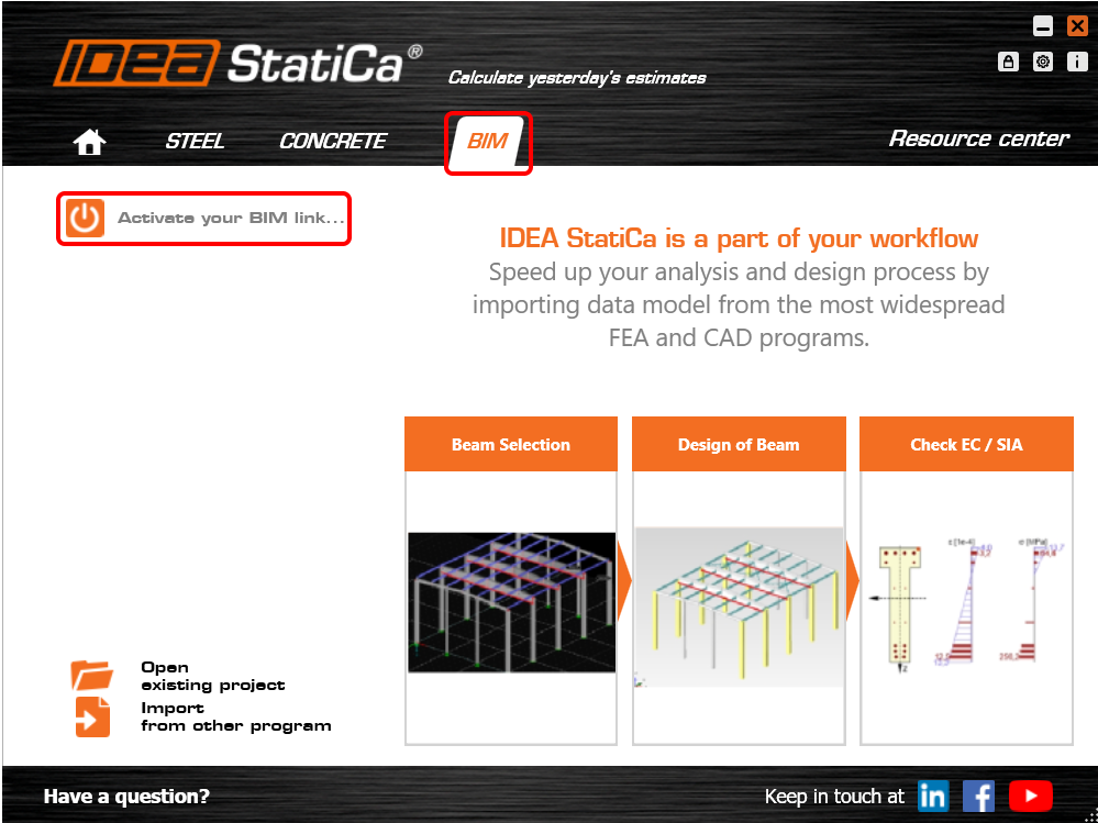 BIM link activation for SAP2000 (v22 and older) | IDEA StatiCa