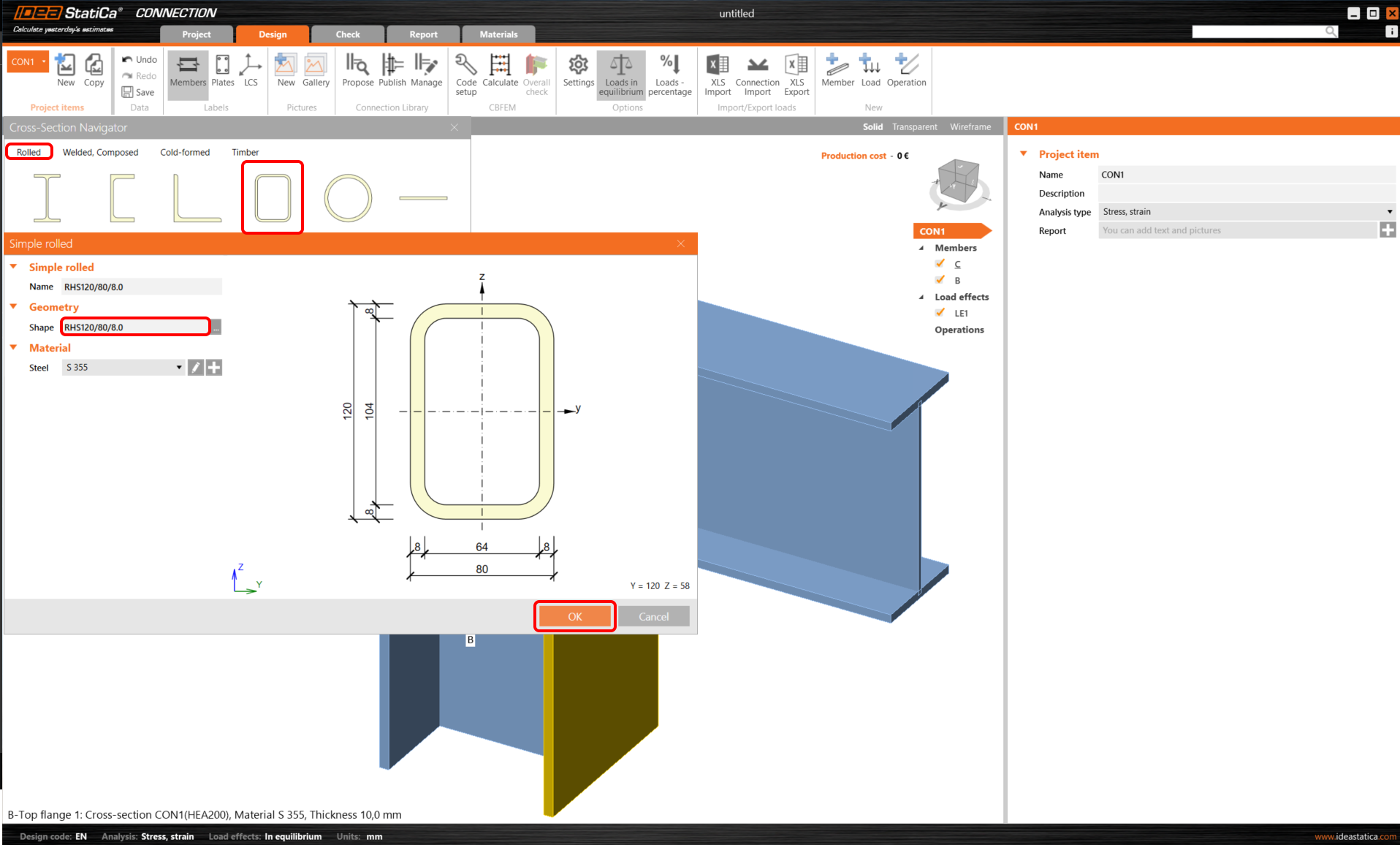 Buckling analysis of a steel connection (EN) | IDEA StatiCa