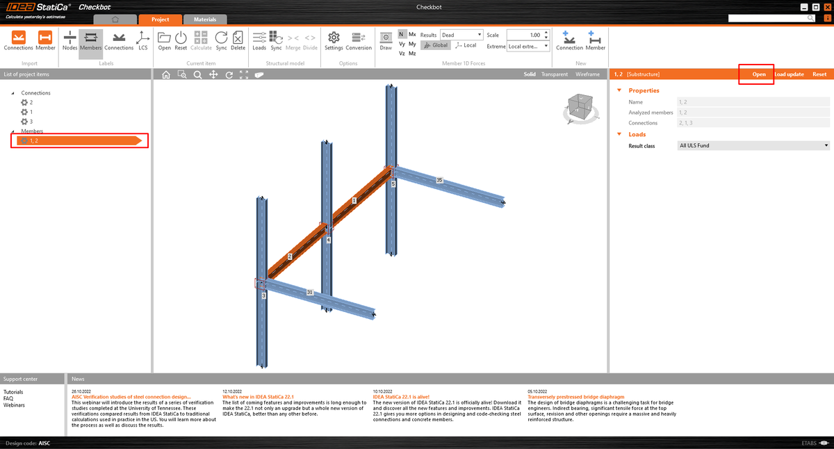 ETABS BIM link for steel member buckling analysis (AISC) | IDEA StatiCa