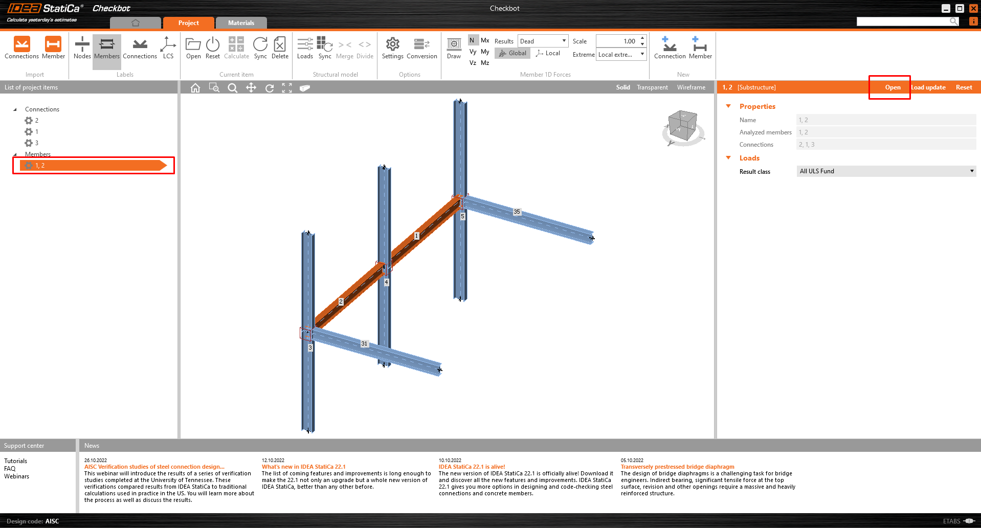 ETABS BIM link for steel member buckling analysis (AISC) | IDEA StatiCa