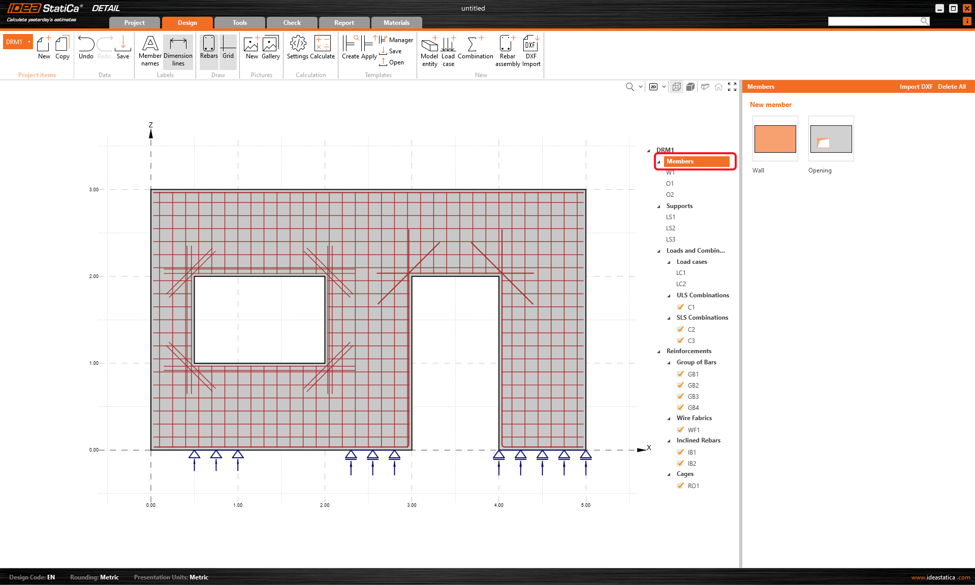 Structural design of a concrete wall (EN) | IDEA StatiCa