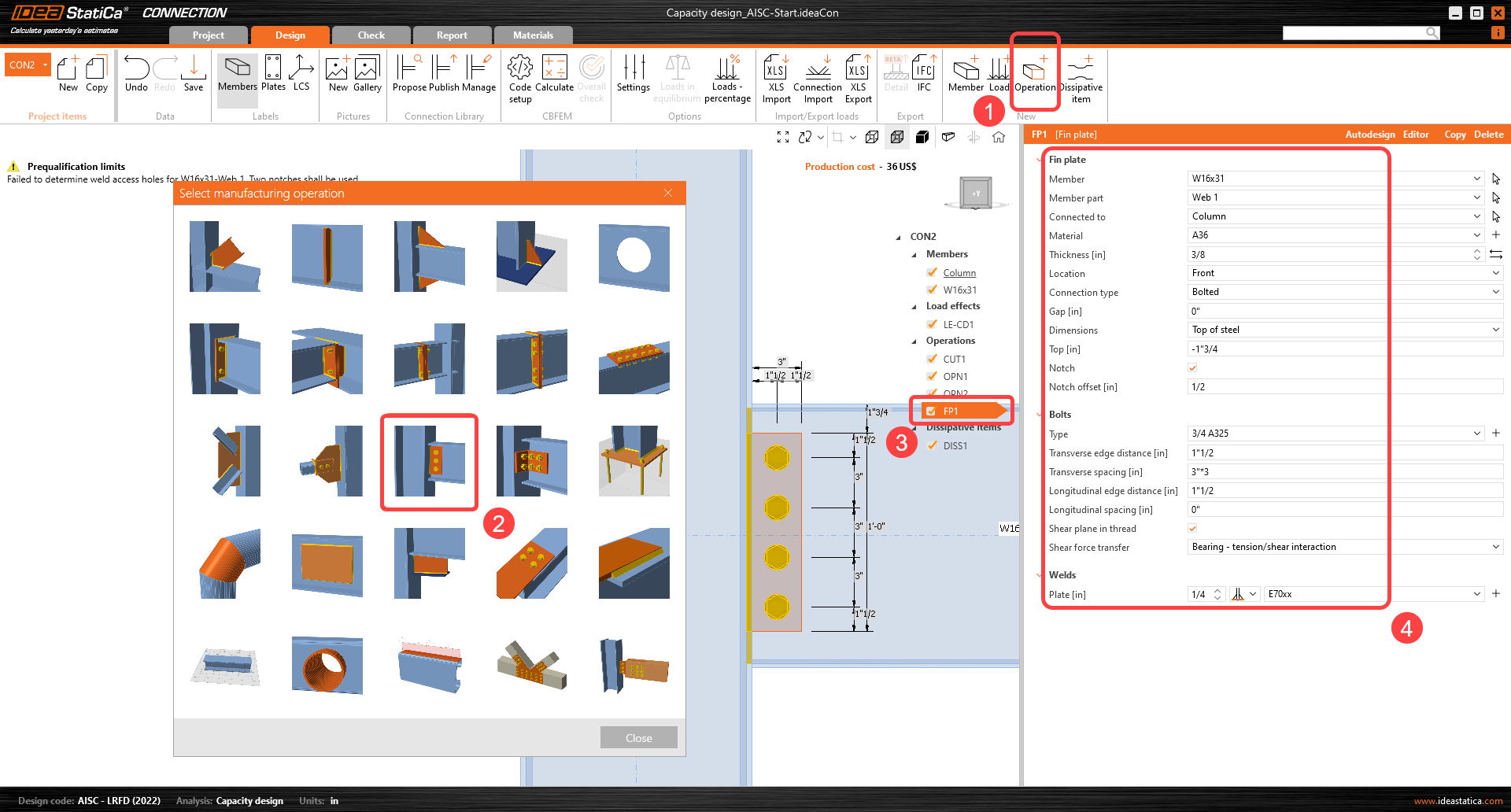 Steel connection capacity design (AISC) | IDEA StatiCa
