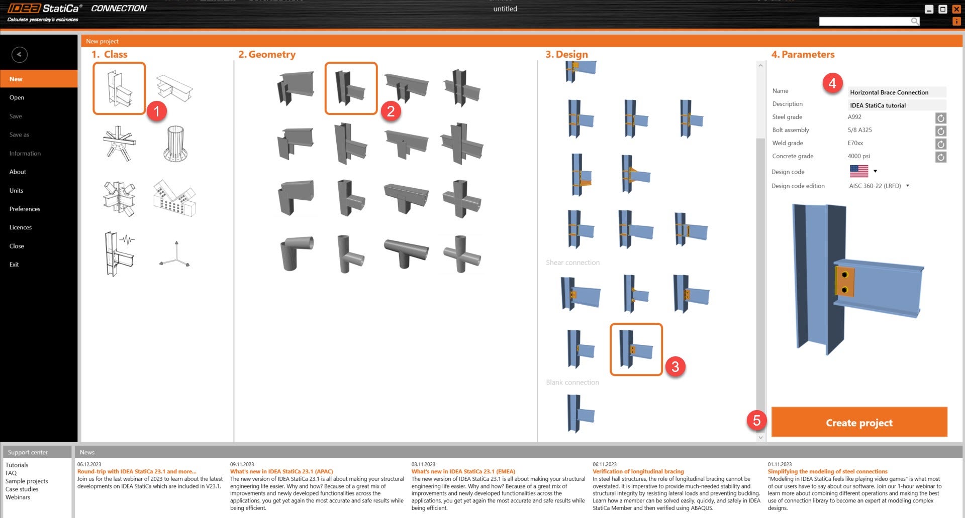 Horizontal beam-column-brace gusset (AISC) | IDEA StatiCa