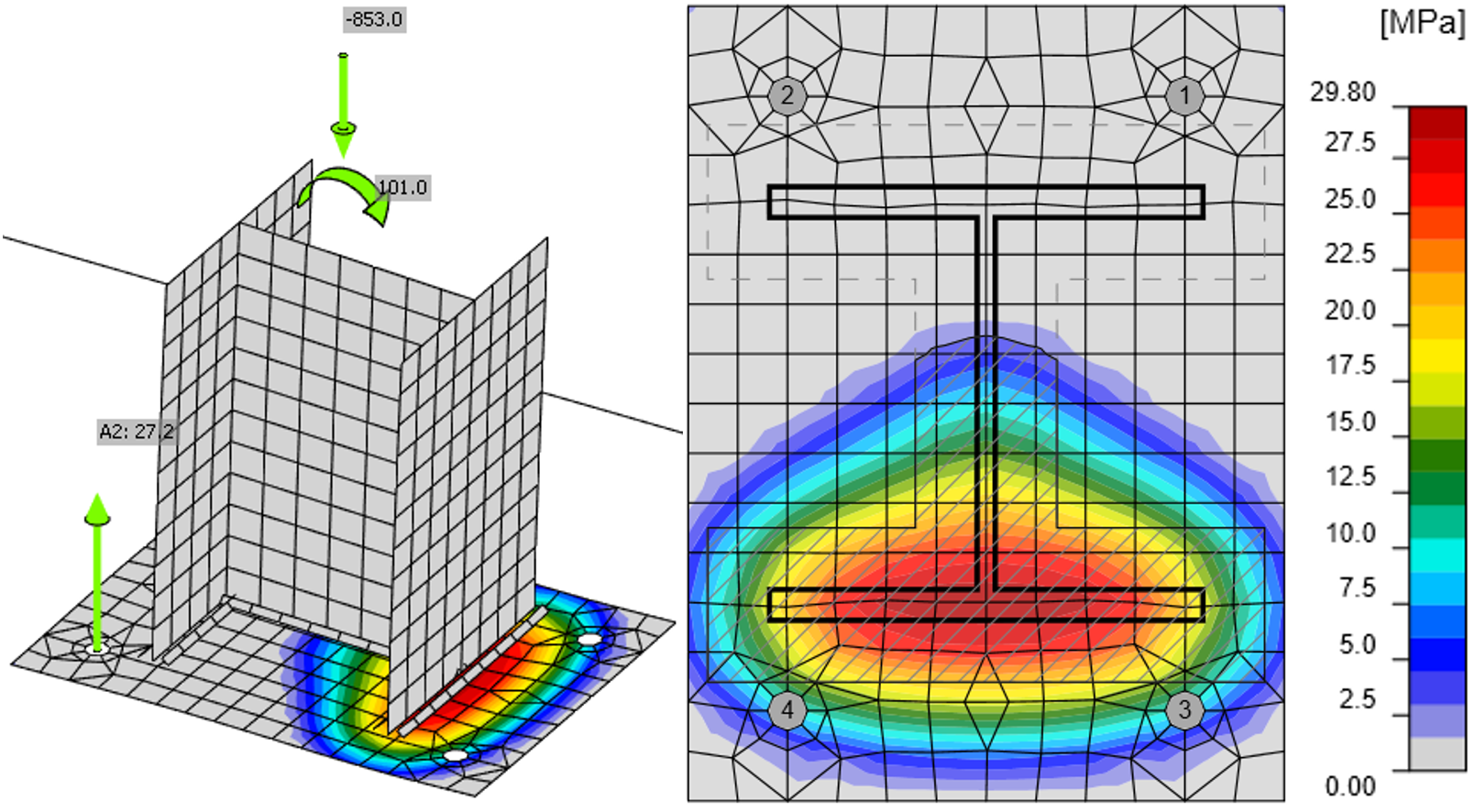 Open section column in bending to strong axis | IDEA StatiCa