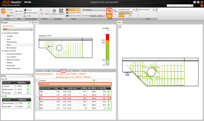 General description of SLS results in Detail application | IDEA StatiCa